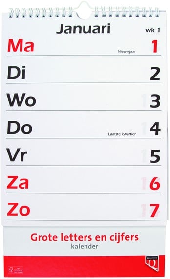 Kalender 2026 met grote letters en cijfers Quantore Your Inkstation
